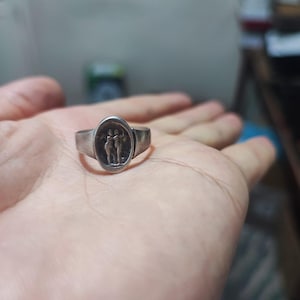 Oxidized Eros and Aphrodite Signet Ring, Handmade Ancient Greek 925 ...