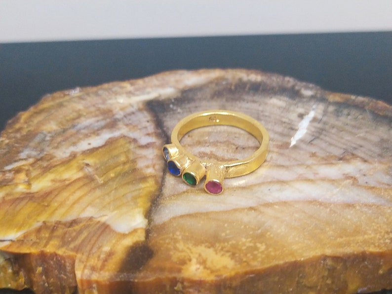 4 Stone Ring Design Turkish Handmade Jewelry Ruby Topaz | Etsy