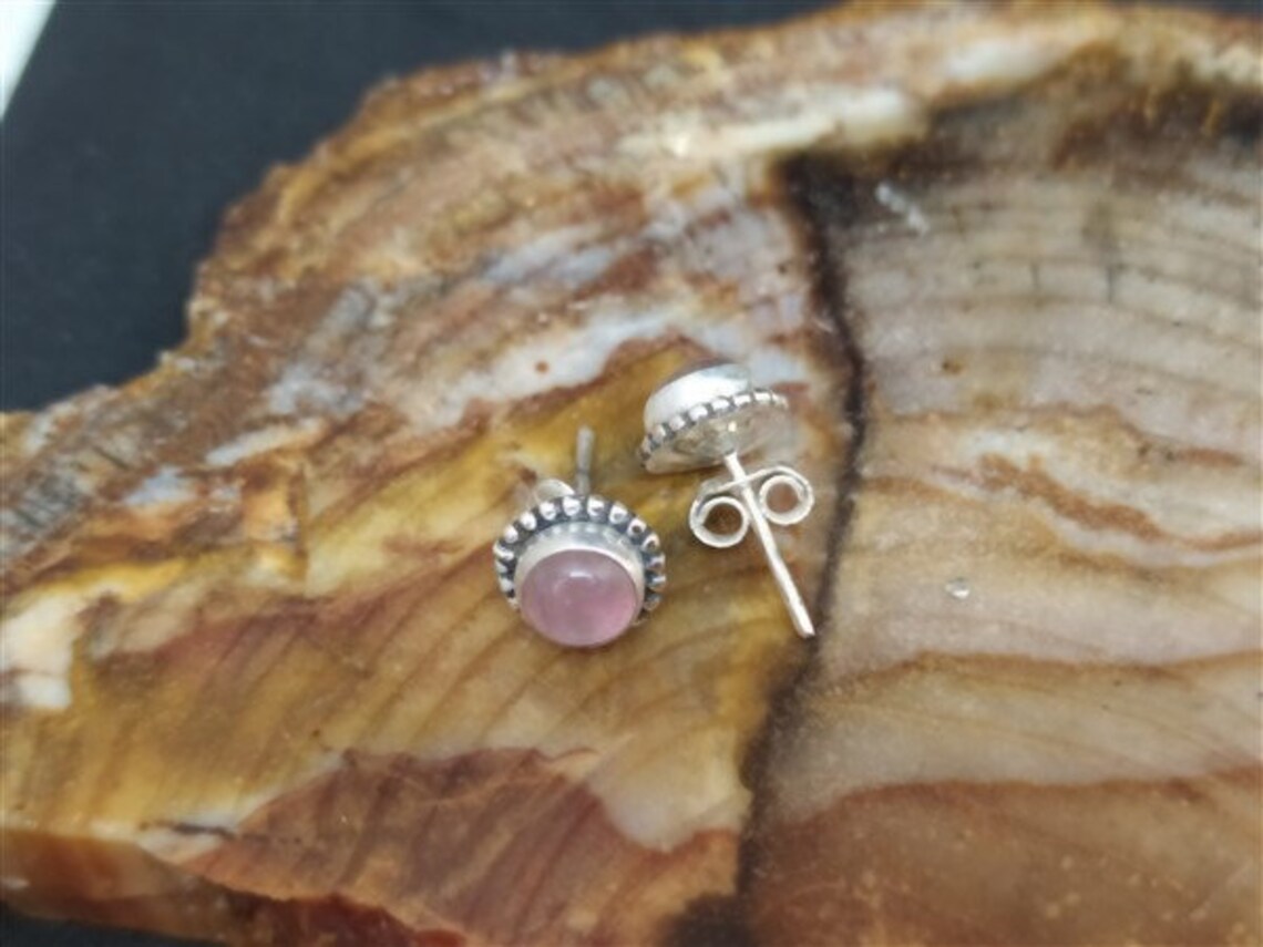 Pink Ruby Earrings 925K Sterling Silver Pink Ruby Stud | Etsy