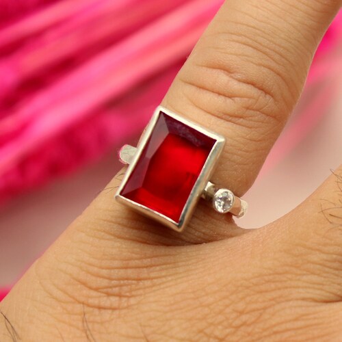 Ruby Ring Solid Silver 925K Sterling Silver Natural Ruby - Etsy