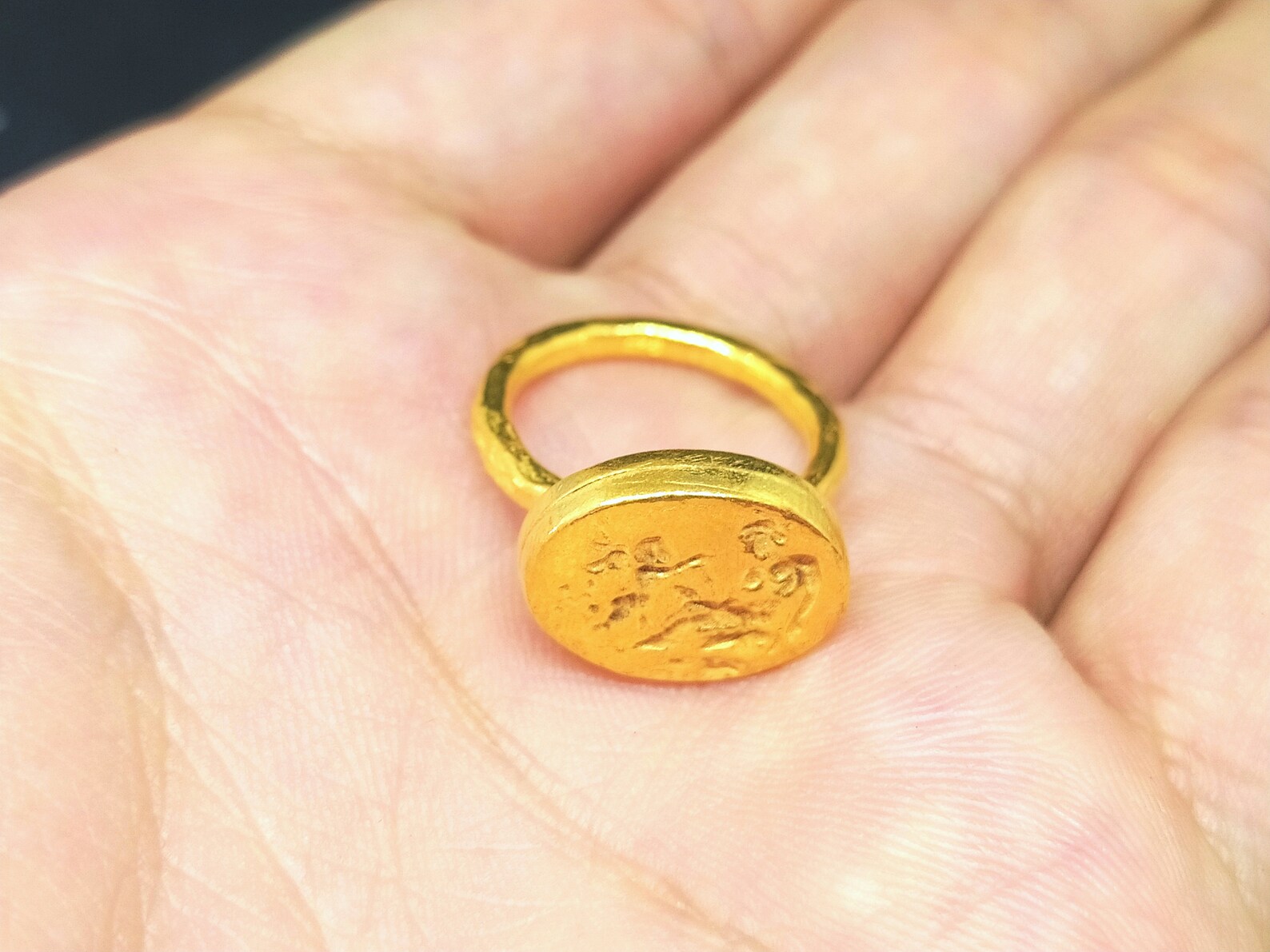 Signet Ring Roman Coin Sterling Silver Ring 24k Gold Over Coin - Etsy