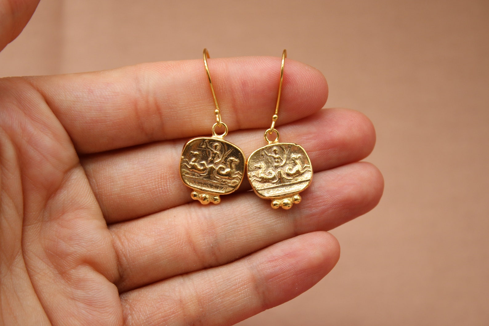 Intaglio Ancient Greek Earrings Roman Coin Earrings Silver - Etsy