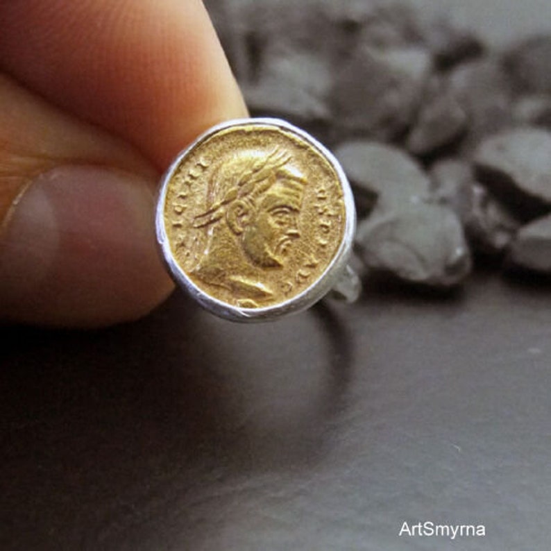 Intaglio Bronze Replica Coin Signet Ring 24k Gold Over Coin - Etsy