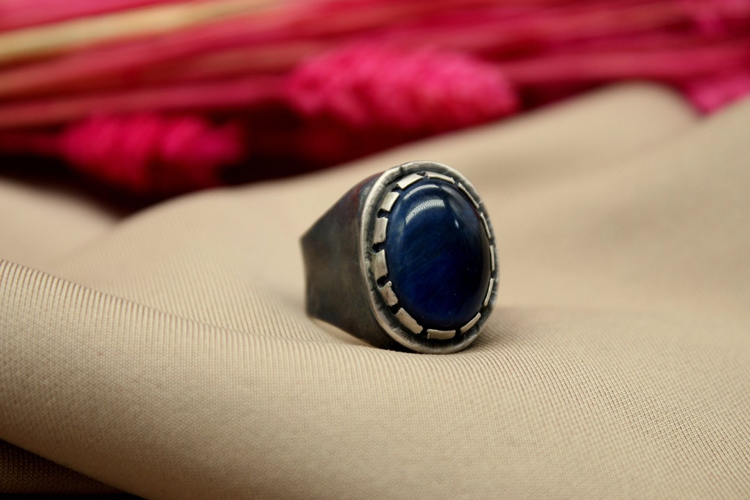 Cat Eye Men Silver Ring Solid Solitaire | 925K Sterling Silver ...