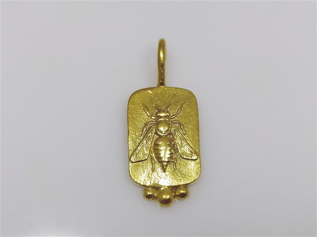 Intaglio Honey Bee Gold Coin Pendant Roman Coin Signet Pendant Silver ...