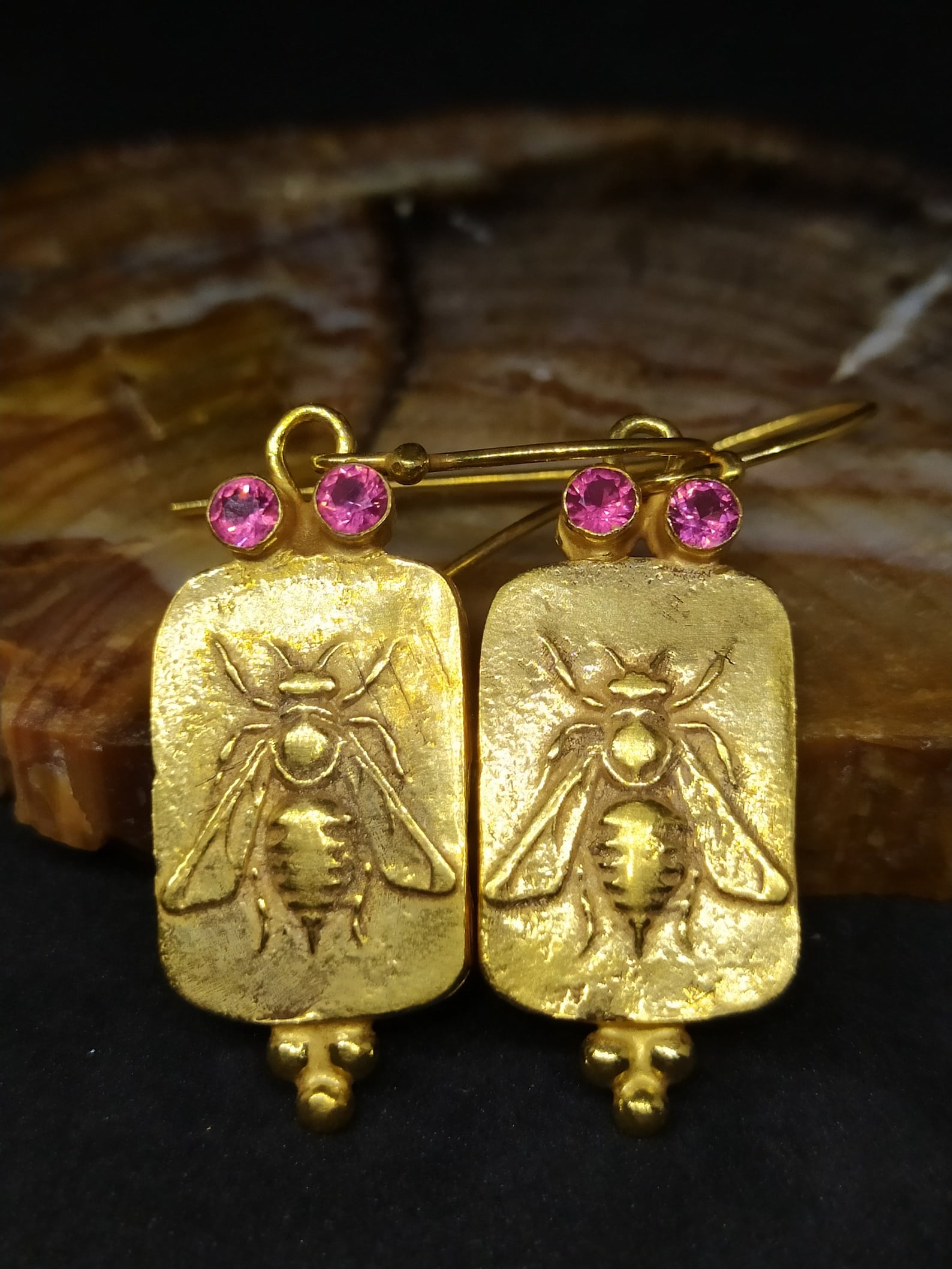Roman Coin Intaglio Zeus Bee Earrings Silver Gold Coin Over Ancient ...