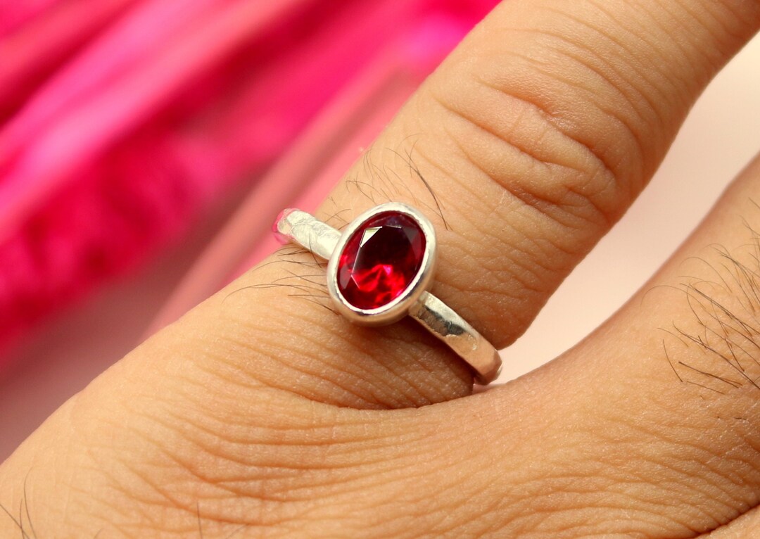Ruby Ring Solid Silver | 925K Sterling Silver | 24K Gold Over | Red ...
