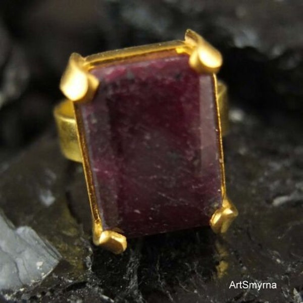 Natural Ruby Ring - Etsy