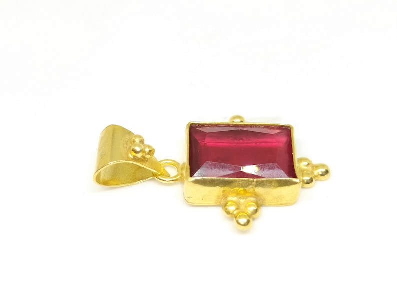 Ruby Silver Pendant | Red Stone Pendant | 24k Gold Over Pendant ...