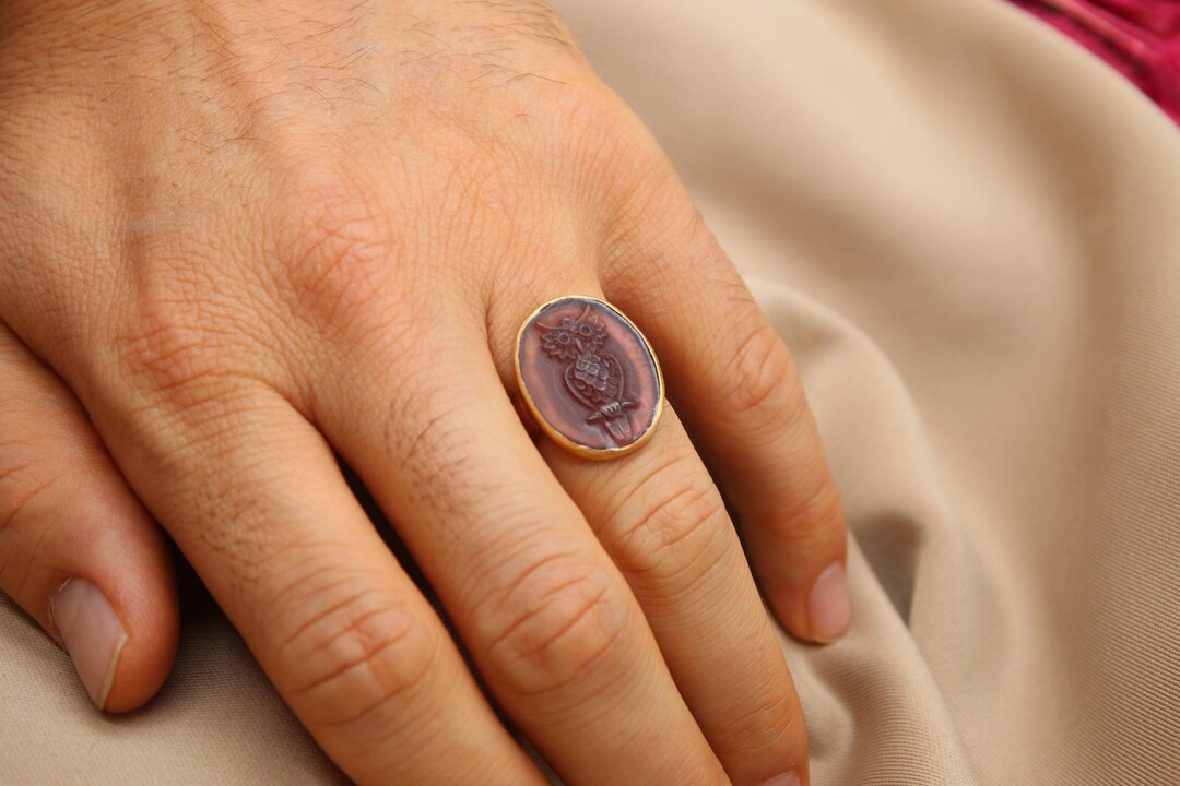 Zeus Intaglio Silver Ring, Handmade Gold Plated Jewelry, Unique Mother ...