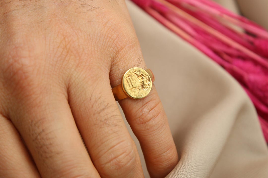 Roman Coin Silver Signet Ring, Health God Design, Handmade Jewelry, Unique Gift for Men or Women ...
