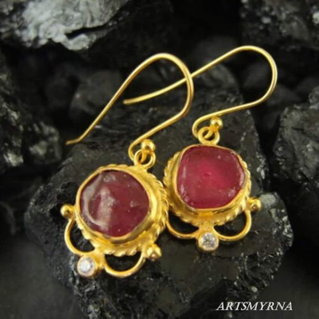 Ruby Earrings | 925K Sterling Silver Earrings | Natural Ruby Earrings ...