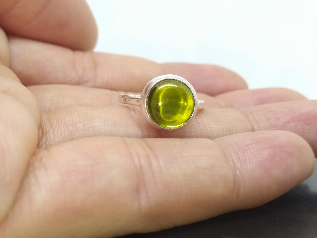 Peridot Ring Solid Solitaire | 925K Sterling Silver Ring | Minimalist ...