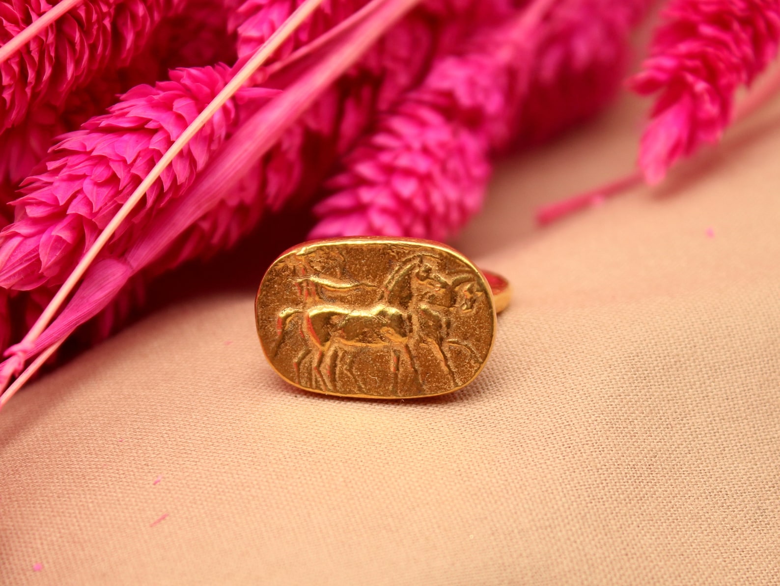 Horse Intaglio Signet Ring Roman Coin Sterling Silver Ring 24k Gold ...