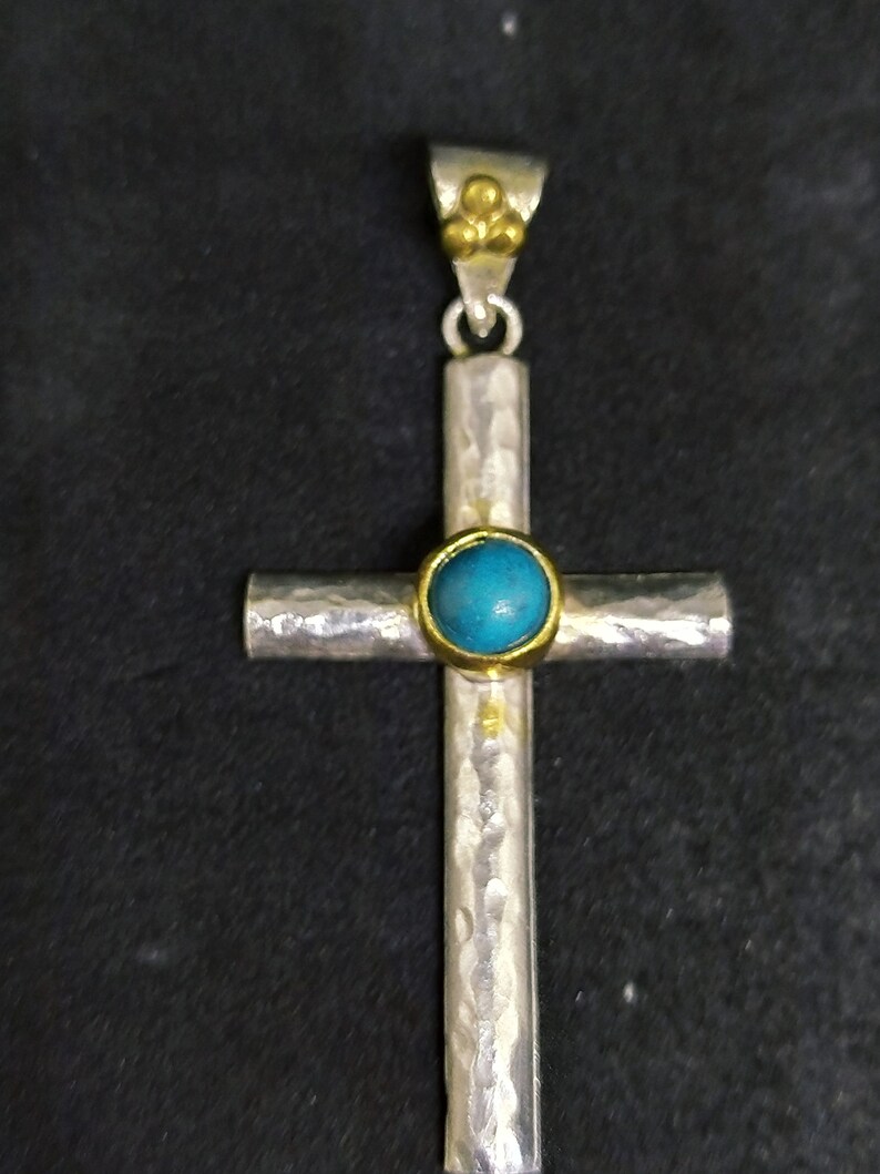 Turquoise Cross Pendant Silver | 925K Sterling Silver | Gifts for Her ...