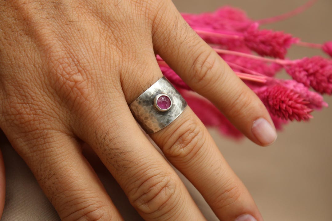 Raw Ruby Silver Ring: A Bold Handmade Christmas Gift - Etsy