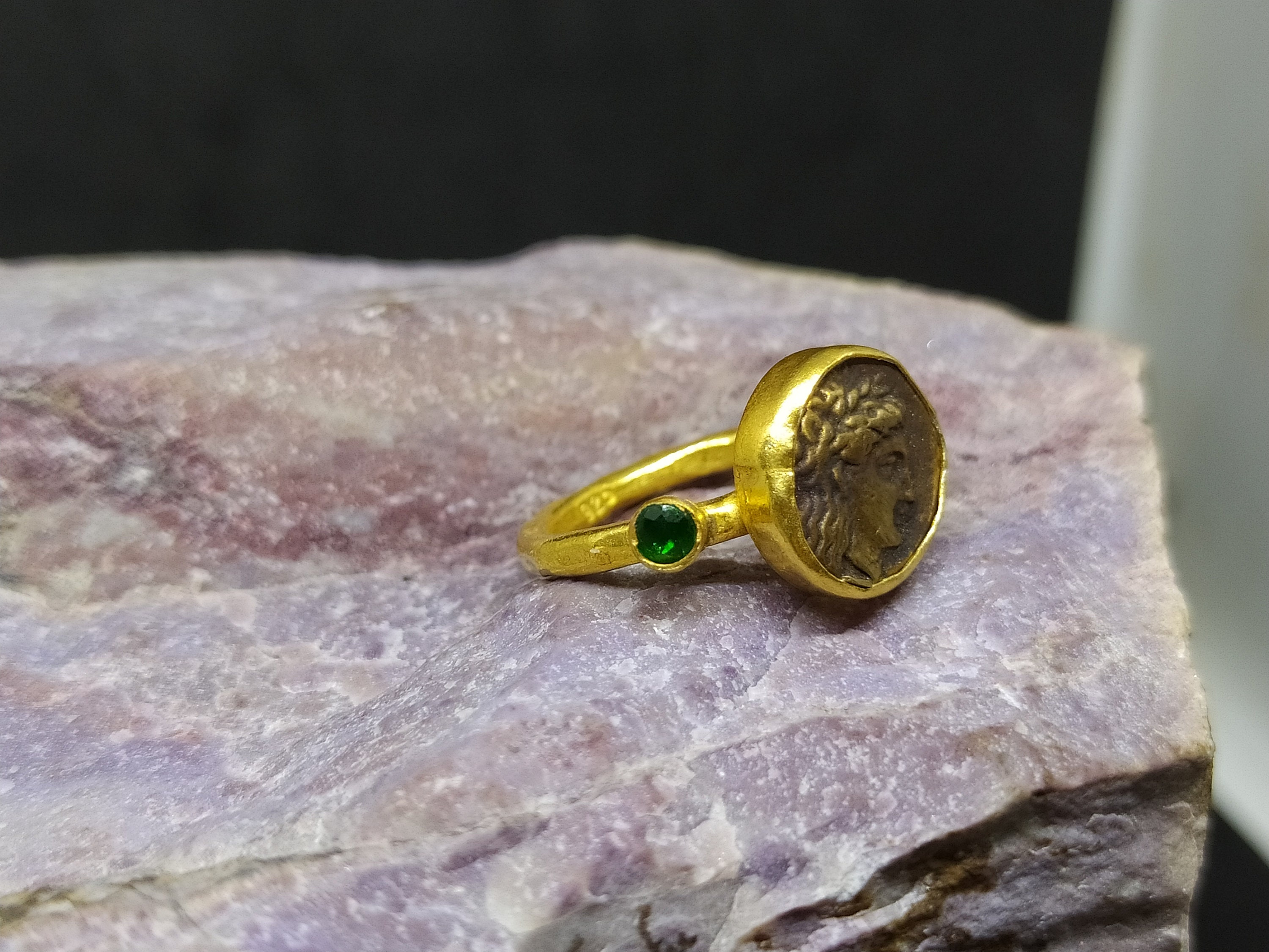 Intaglio Signet Ring Roman Coin Sterling Silver Ring 24k Gold | Etsy