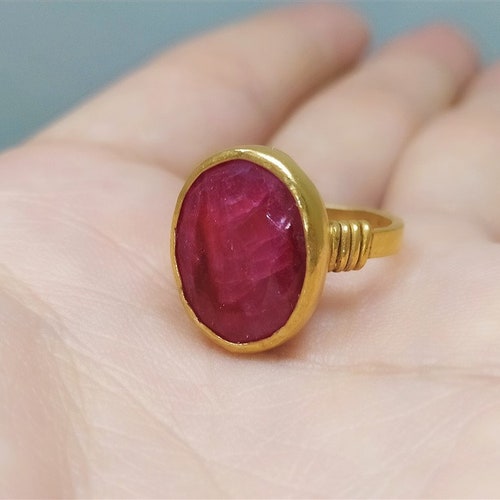 Ruby Ring Solid Silver 925K Sterling Silver Natural Ruby - Etsy
