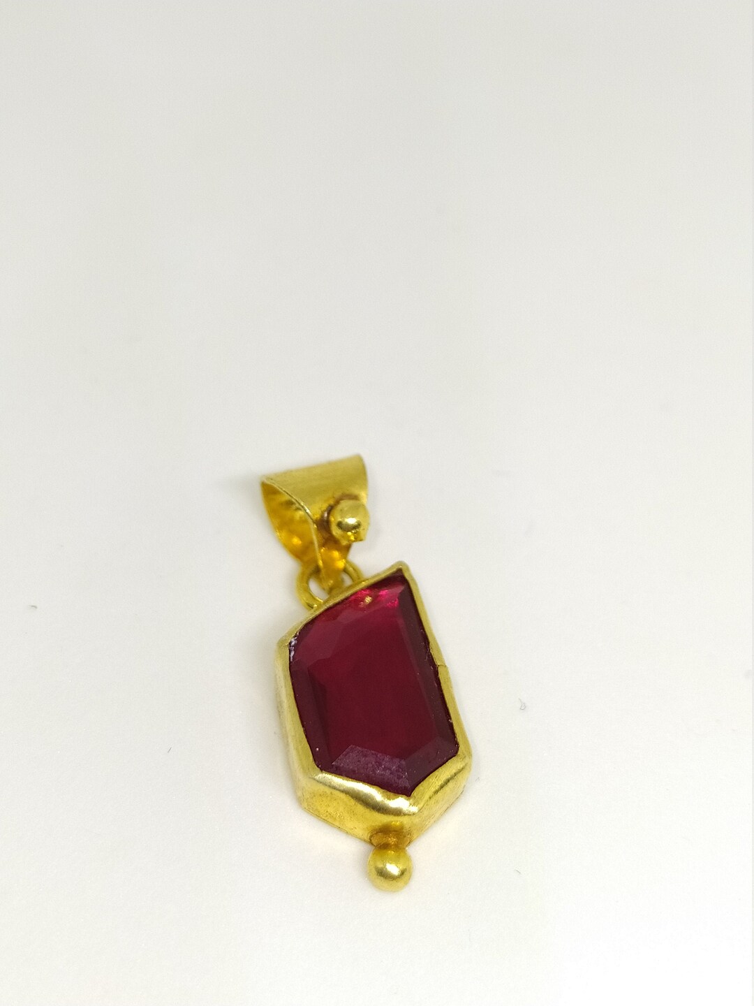 Ruby Silver Pendant | Red Stone Pendant | 24k Gold Over Pendant ...