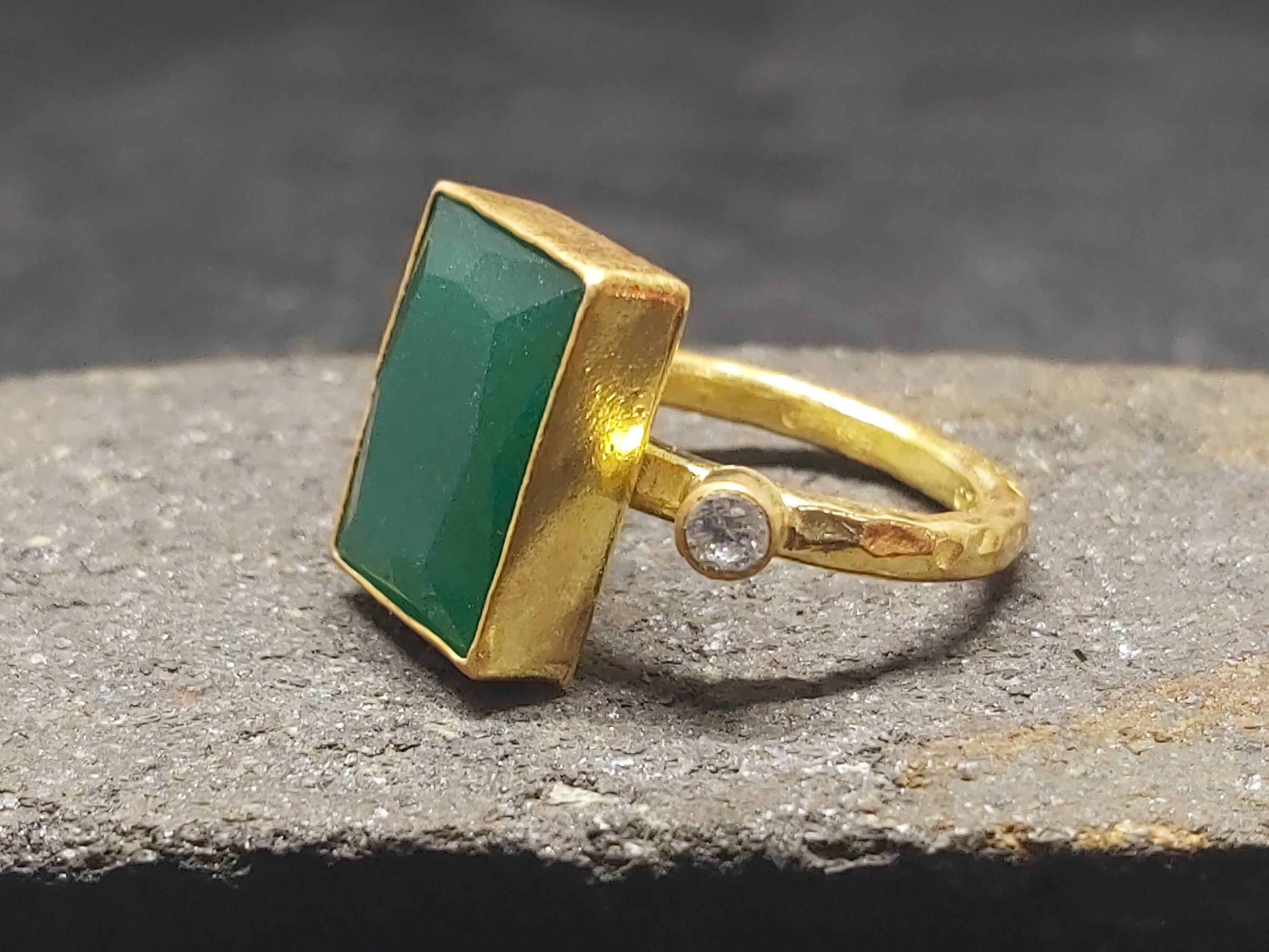 Emerald Ring Solid Silver 925K Sterling Silver Minimalist - Etsy
