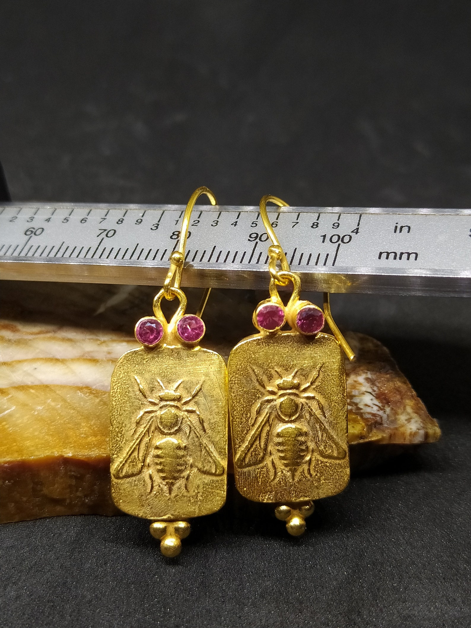 Roman Coin Bee Earrings Silver Gold Coin Over Intaglio Silver Earrings ...