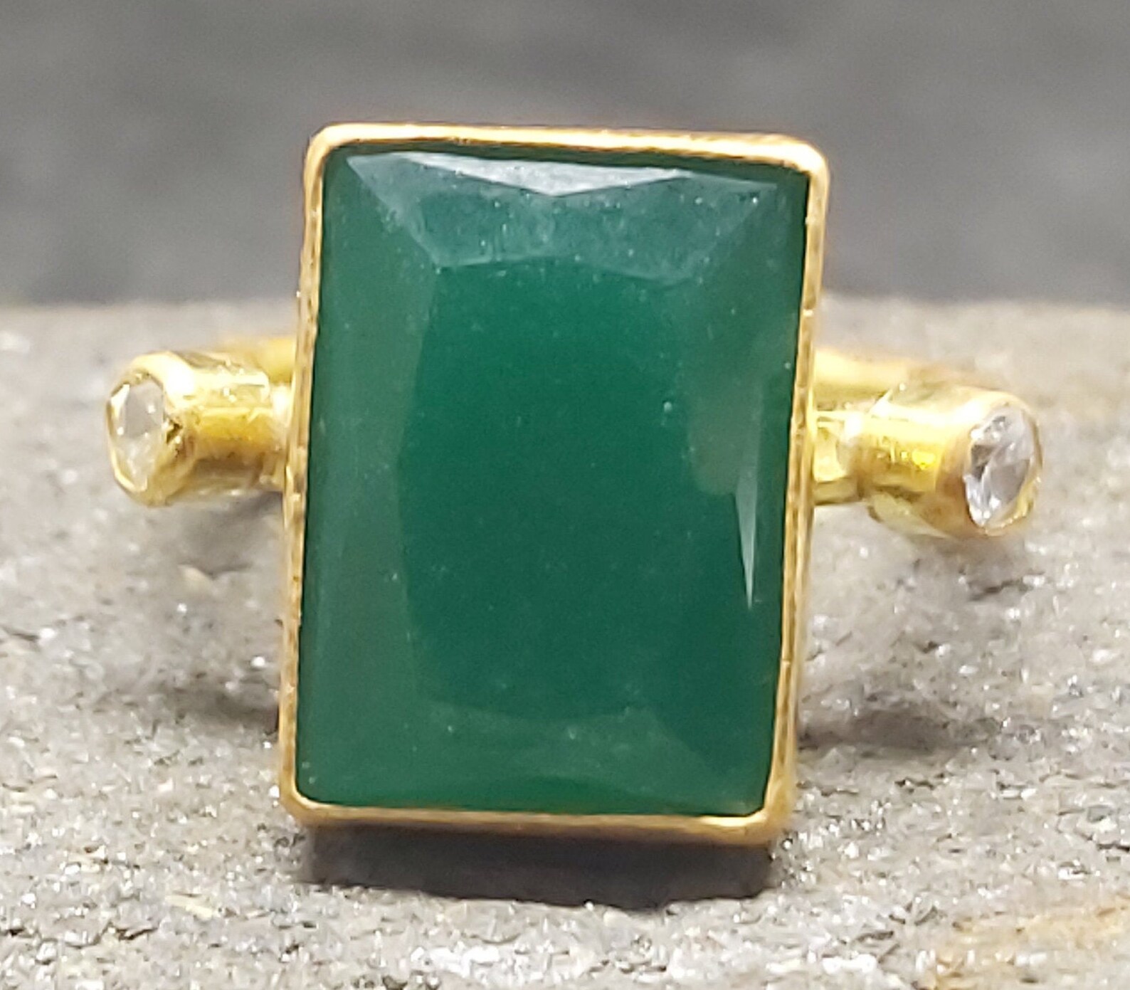 Emerald Ring Solid Silver 925K Sterling Silver Minimalist - Etsy