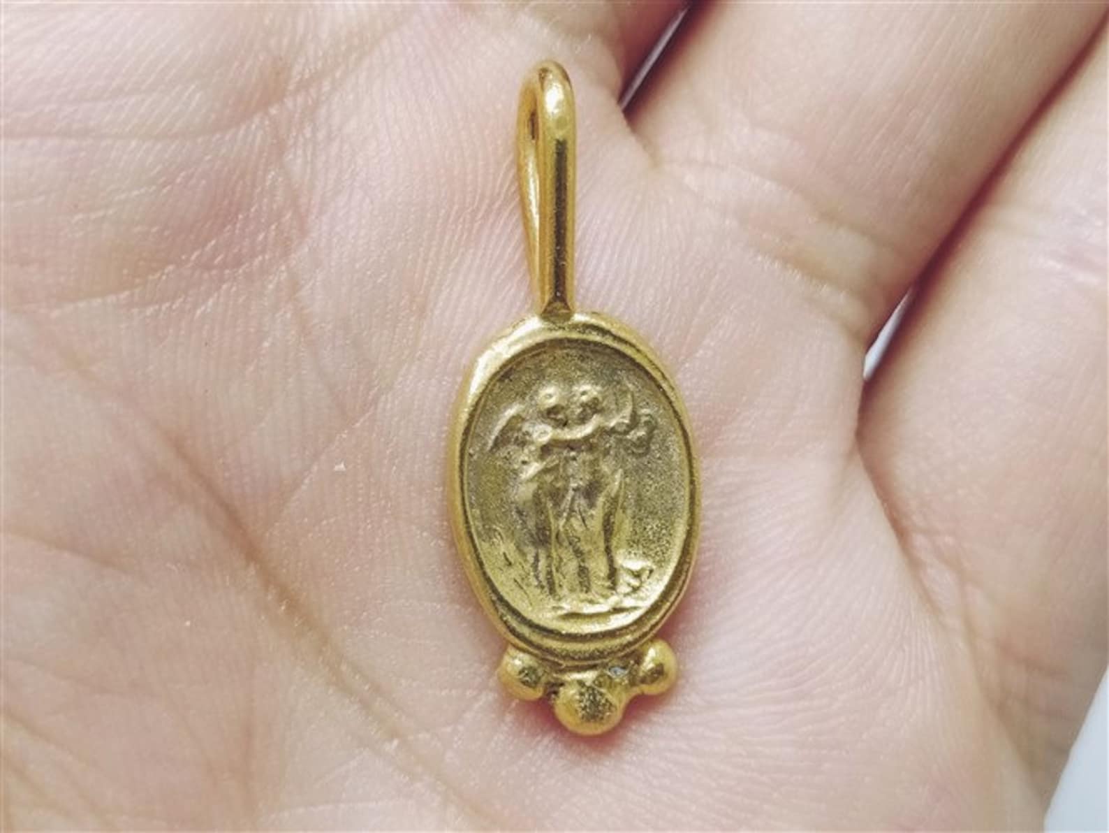 Two Angel Roman Coin Intaglio Pendant Silver 925K Sterling - Etsy