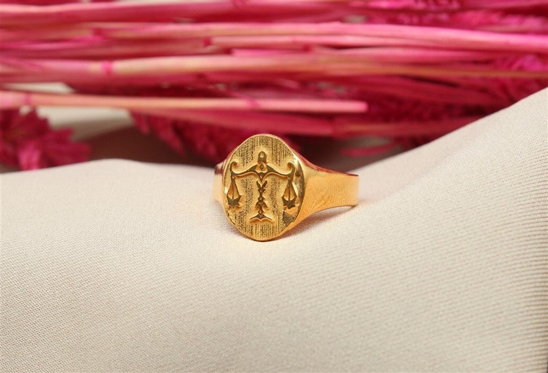 Libra Signet Sterling Silver Ring | Astrology Ring | Gold Vermeil Ring ...