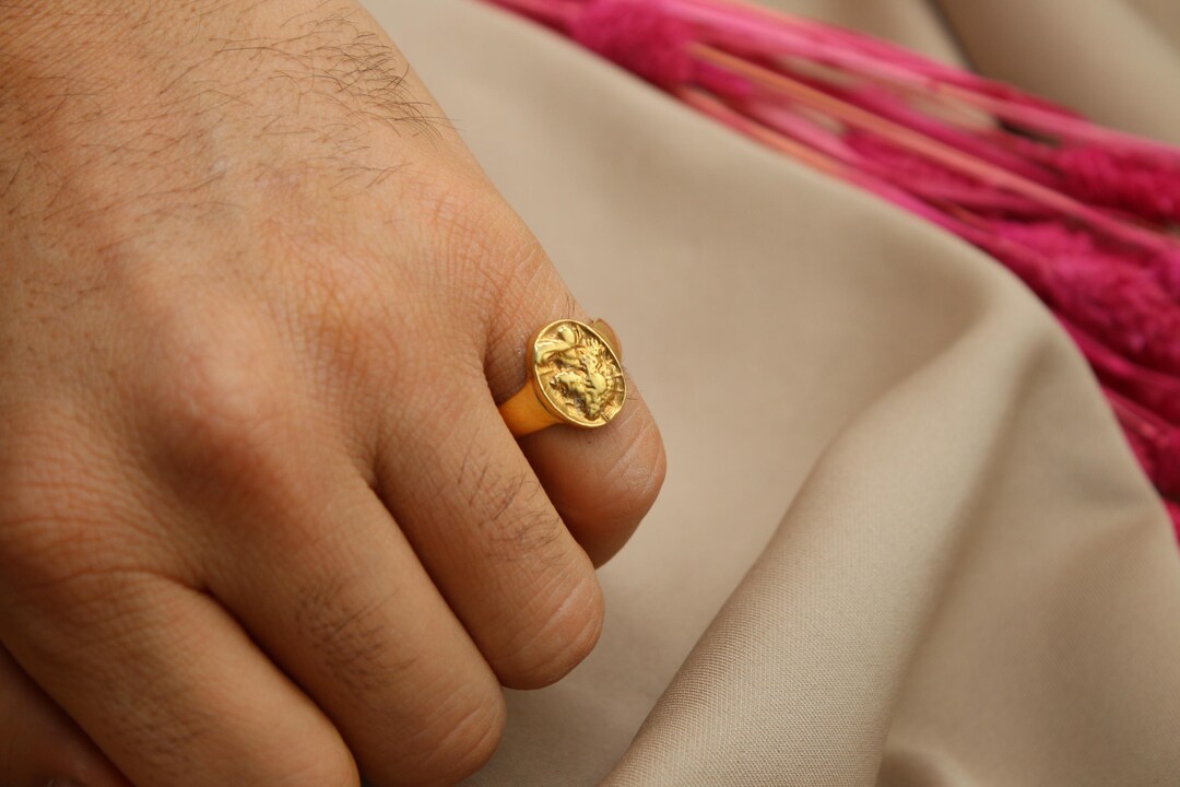 Gold-plated Zeus Signet Ring – Handcrafted Greek Mythology Jewelry ...
