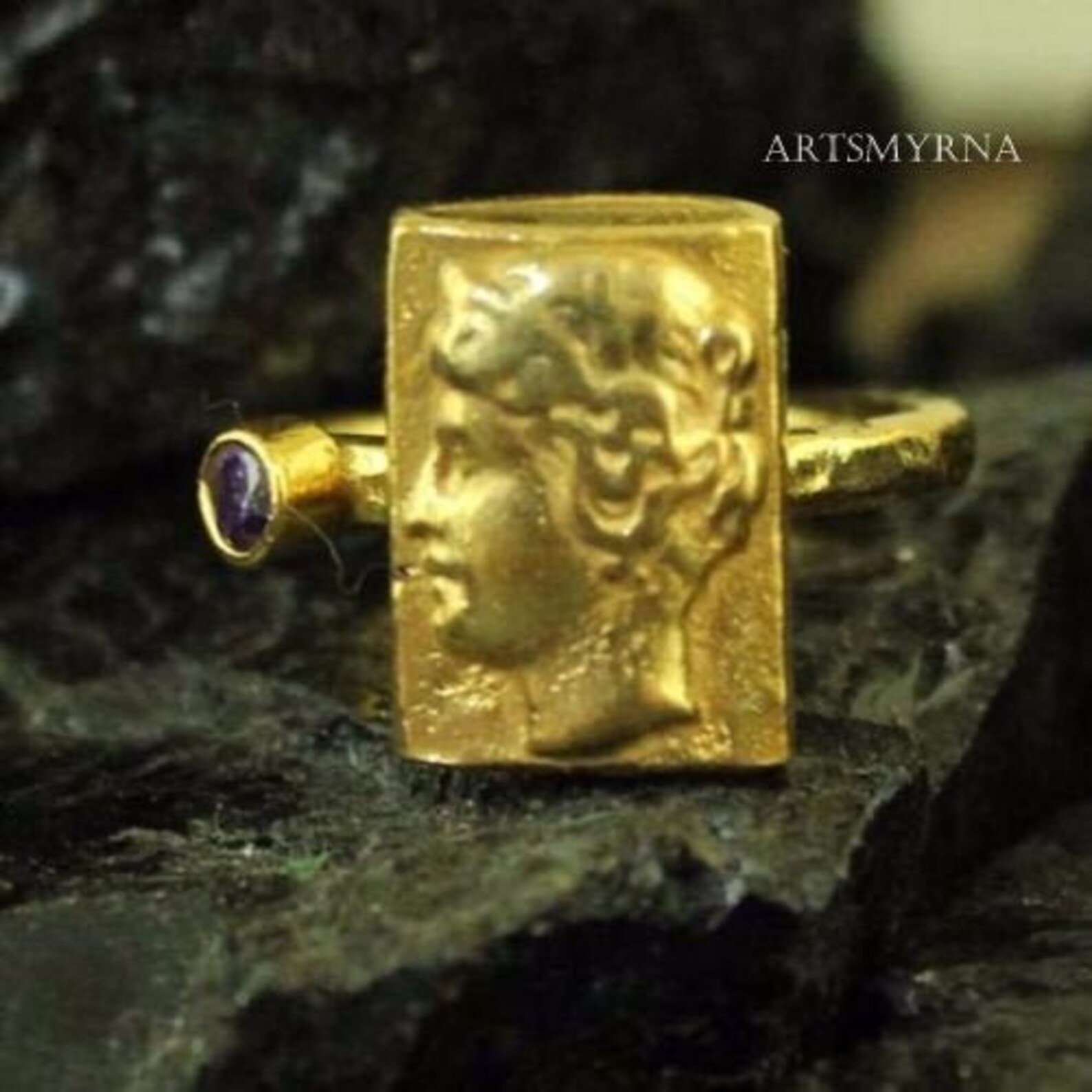 Roman Coin Intaglio Signet Ring 24k Gold Over Coin Ring - Etsy