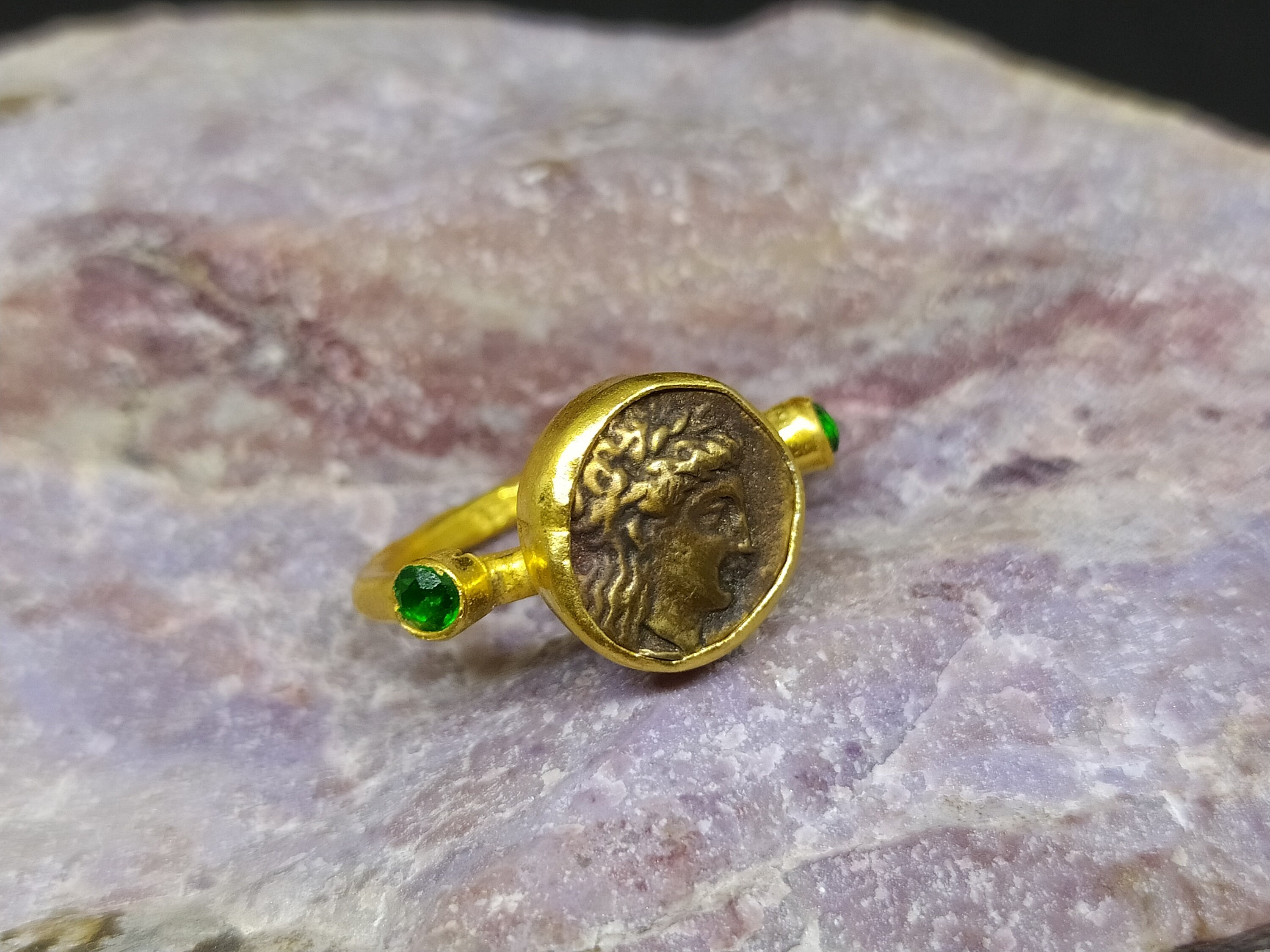 Intaglio Signet Ring Roman Coin Sterling Silver Ring 24k Gold | Etsy