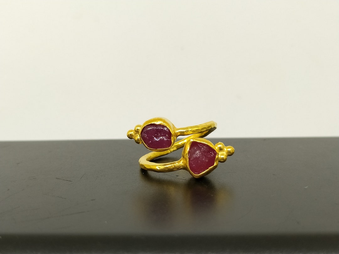Geneuine Natural Ruby Ring Solid Sterling | 925K Sterling Silver | Raw Gemstone Ruby Ring ...