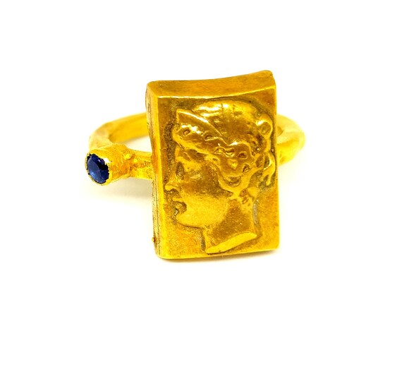 Intaglio Ceaser Roman Coin Sterling Silver Ring 24k Gold | Etsy