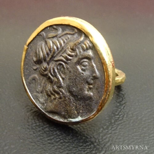 Intaglio Signet Ring Roman Coin Sterling Silver Ring 24k - Etsy