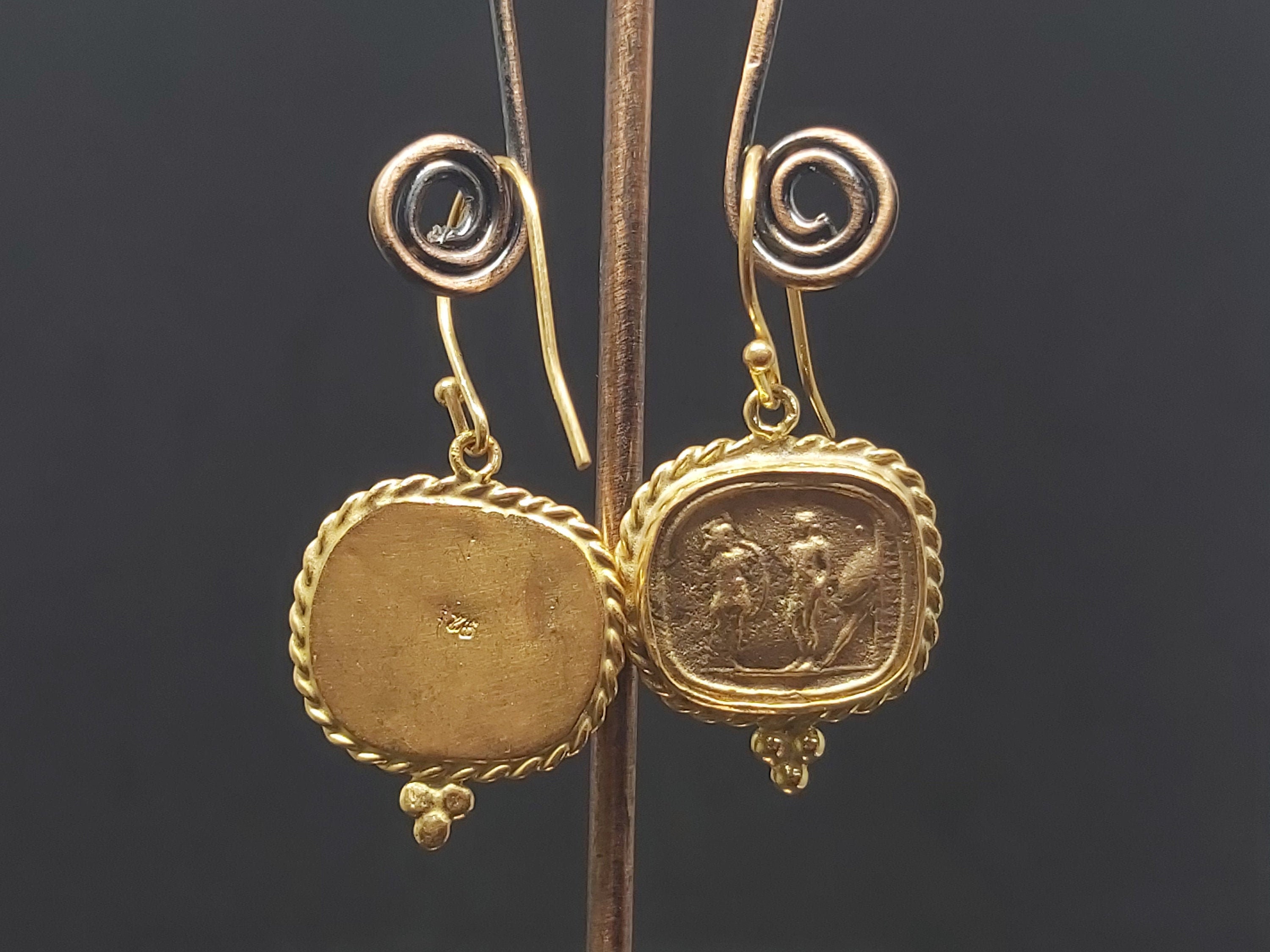 Intaglio Roman Coin Earrings Silver 925K Sterling Silver | Etsy