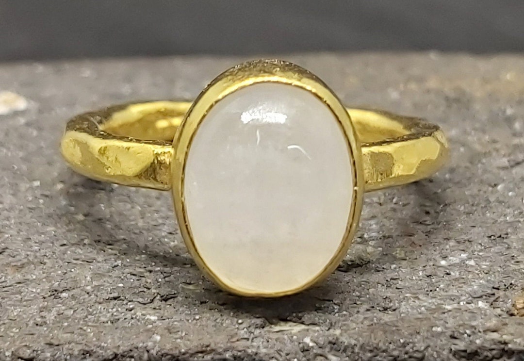 Moonstone Ring Solid Solitaire | 925K Sterling Silver | Minimalist Ring ...