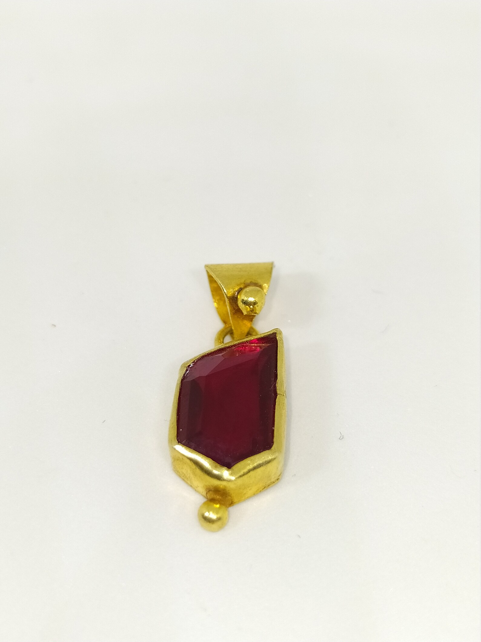 Ruby Silver Pendant Red Stone Pendant 24k Gold Over | Etsy