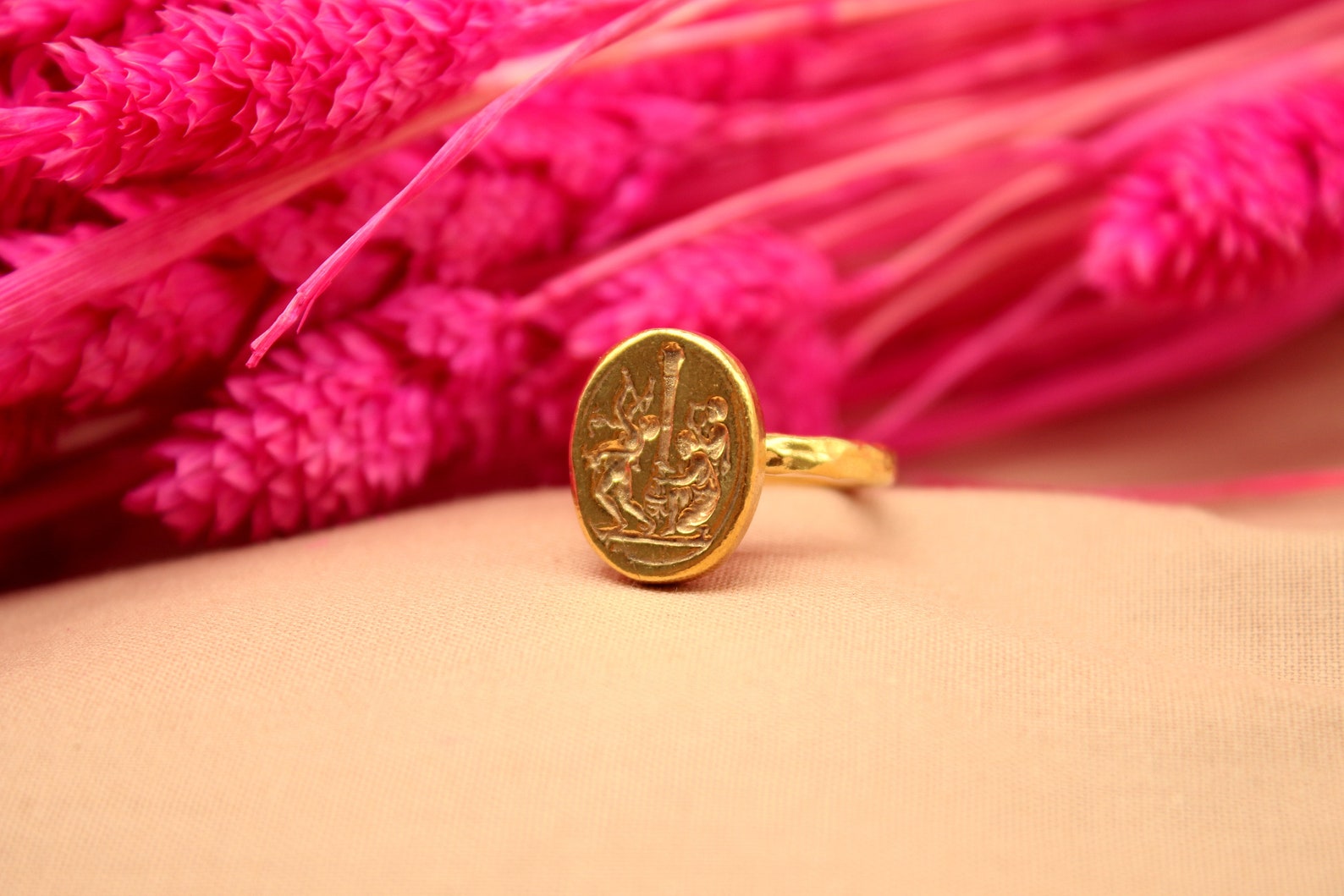 Roman Coin Intaglio Silver Ring 24k Gold Over Coin Ring - Etsy