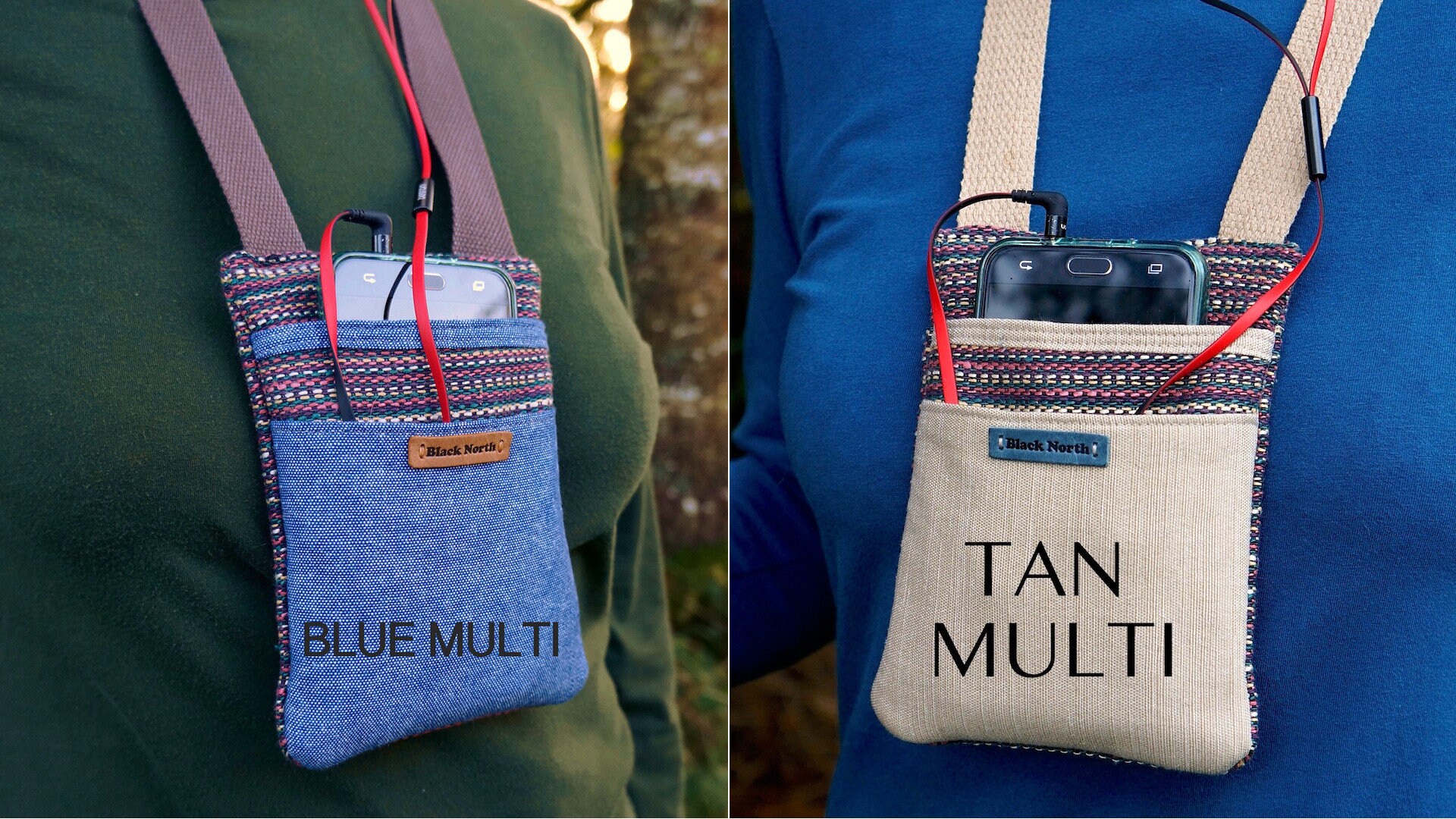 Black North Phone Bag, Smartphone Pocket, Neck Pouch, Fits Case and ...