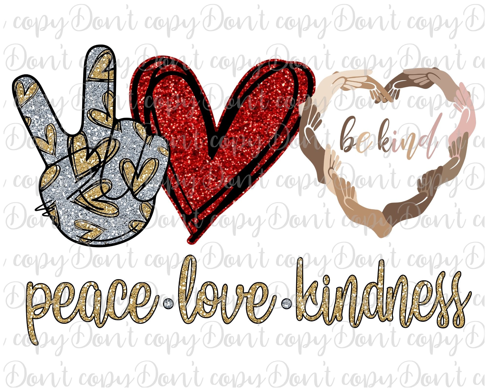 Peace Love Kindness Sublimation Design PNG Peace Love | Etsy