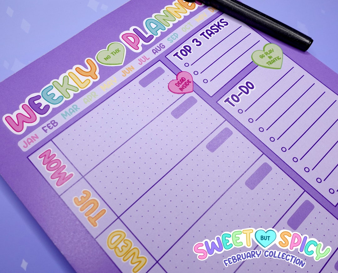 Sweet but Spicy-a4-weekly Planner-notepad-memo Pad-sugar Hearts-candy ...