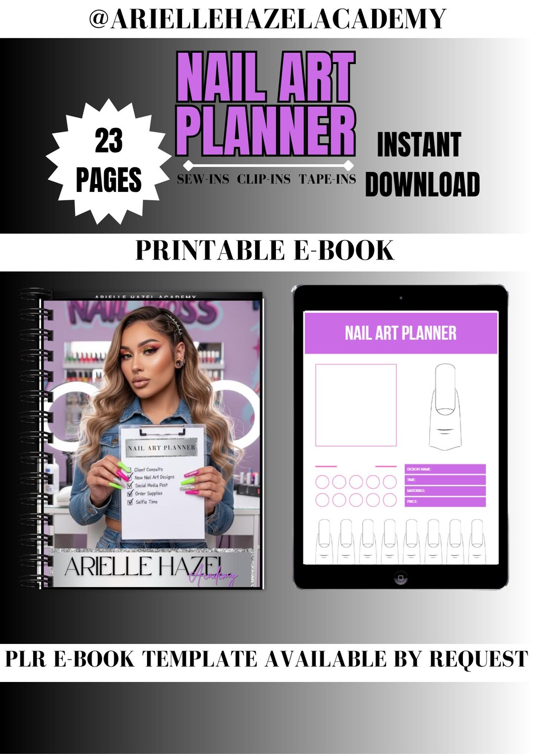 Nail Art Planner | Editable Canva Template | Printable Planner | PLR ...