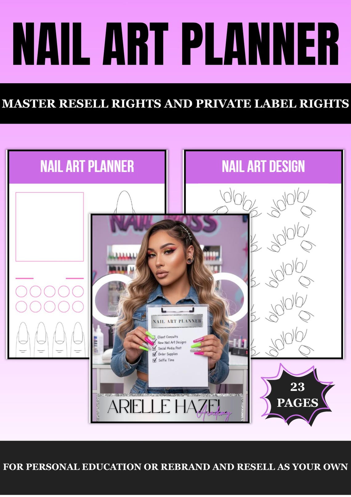 Nail Art Planner | Editable Canva Template | Printable Planner | PLR ...