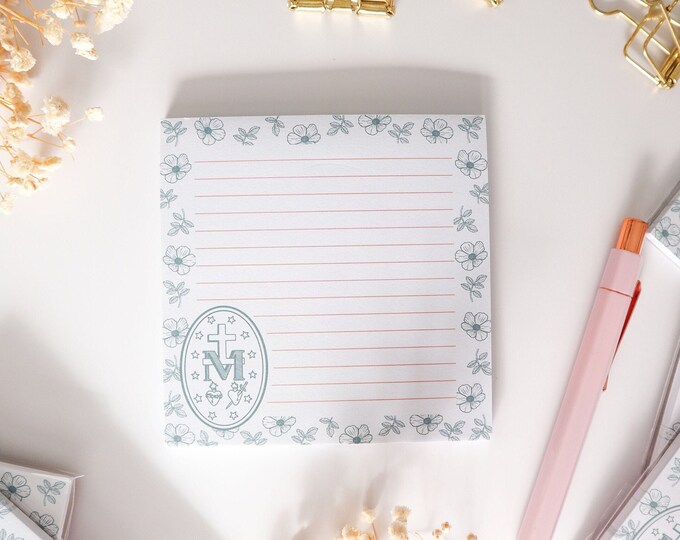 Marian Notepad, Catholic Notepad, Stationery, Miraculous Medal, Blessed ...