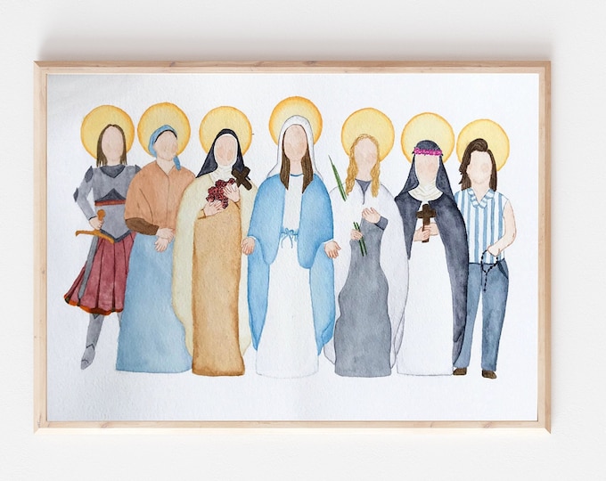 Women Saints, Catholic Saints, Watercolor Print, Art Print, Giclee ...