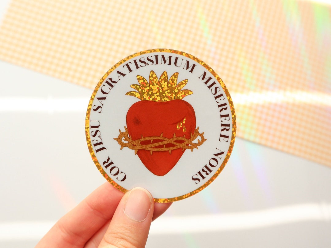 Catholic Sticker, Sacred Heart Sticker, Catholic Gift, Glitter Sticker ...
