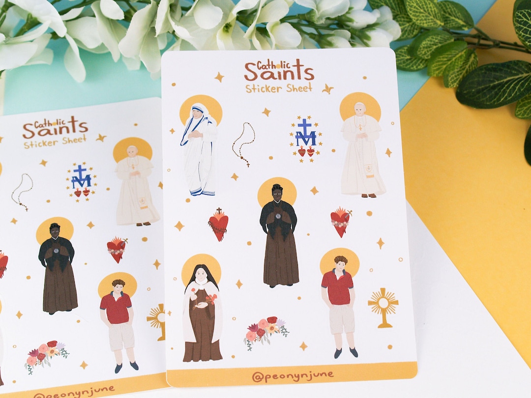 Catholic Stickers, Saints Sticker Sheet, Catholic Gift, Journal ...