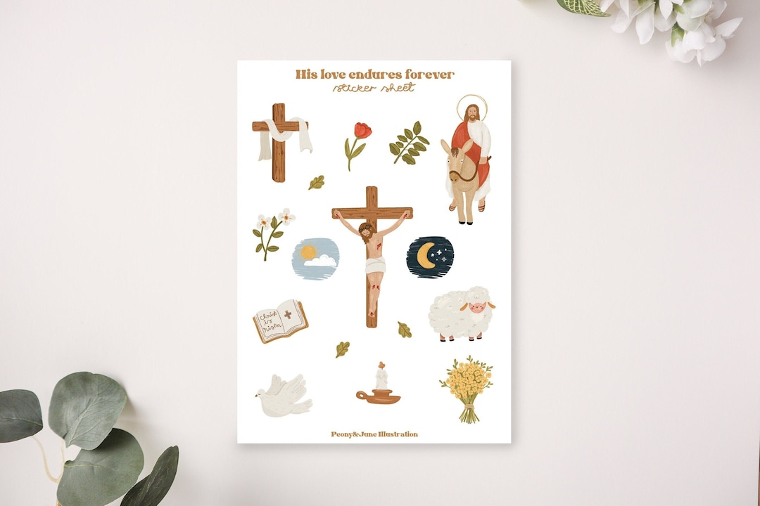 Catholic Sticker Sheet, Jesus Love, Crucifix, Catholic Gift, Christian ...