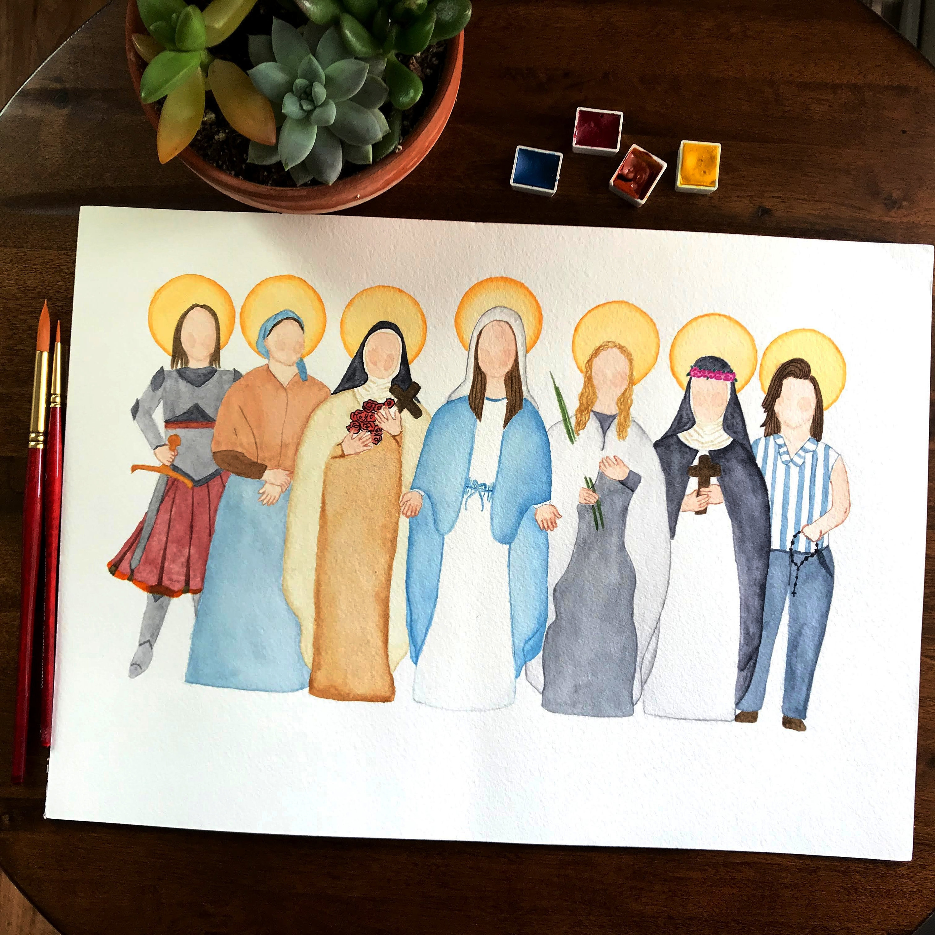 Women Saints Catholic Saints Watercolor Print Art Print - Etsy