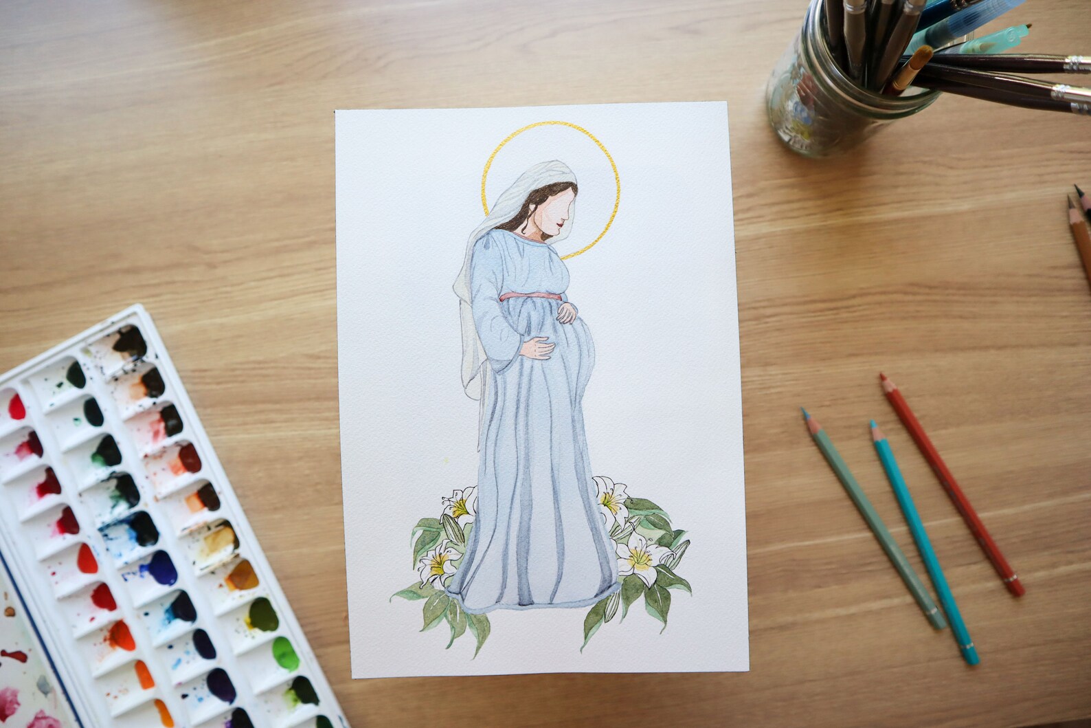 Pregnant Virgin Mary Art Print | Expecting Mary | Blessed Mother ...